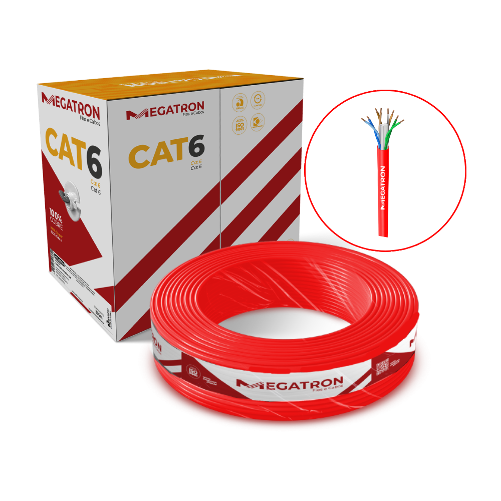 CABO LAN CAT6 UTP CMX (INTERNO) - VERMELHO - 305 METROS - MEGATRON ...